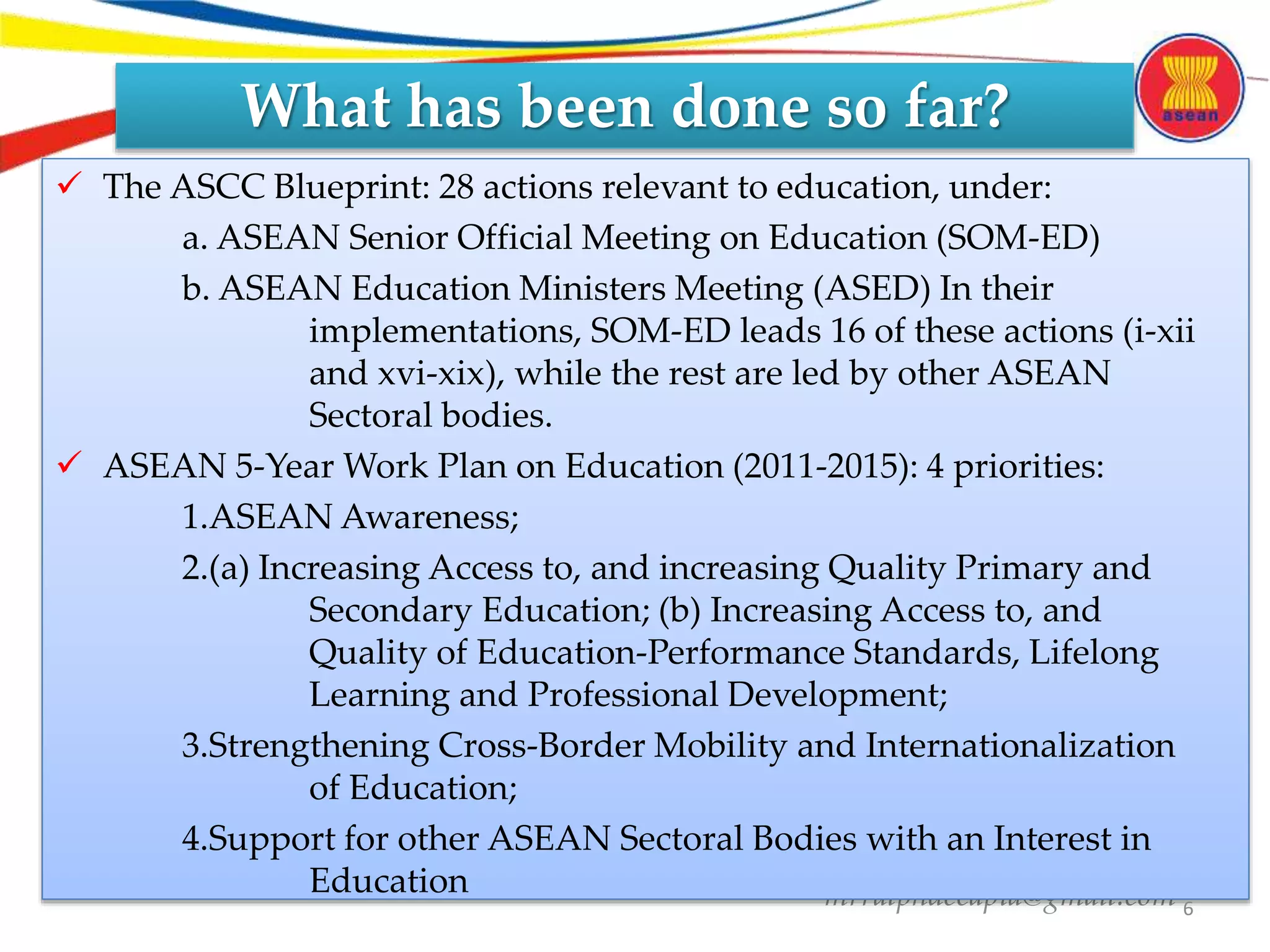 ASEAN Integration: Impacts on Education in the Region | PPTX