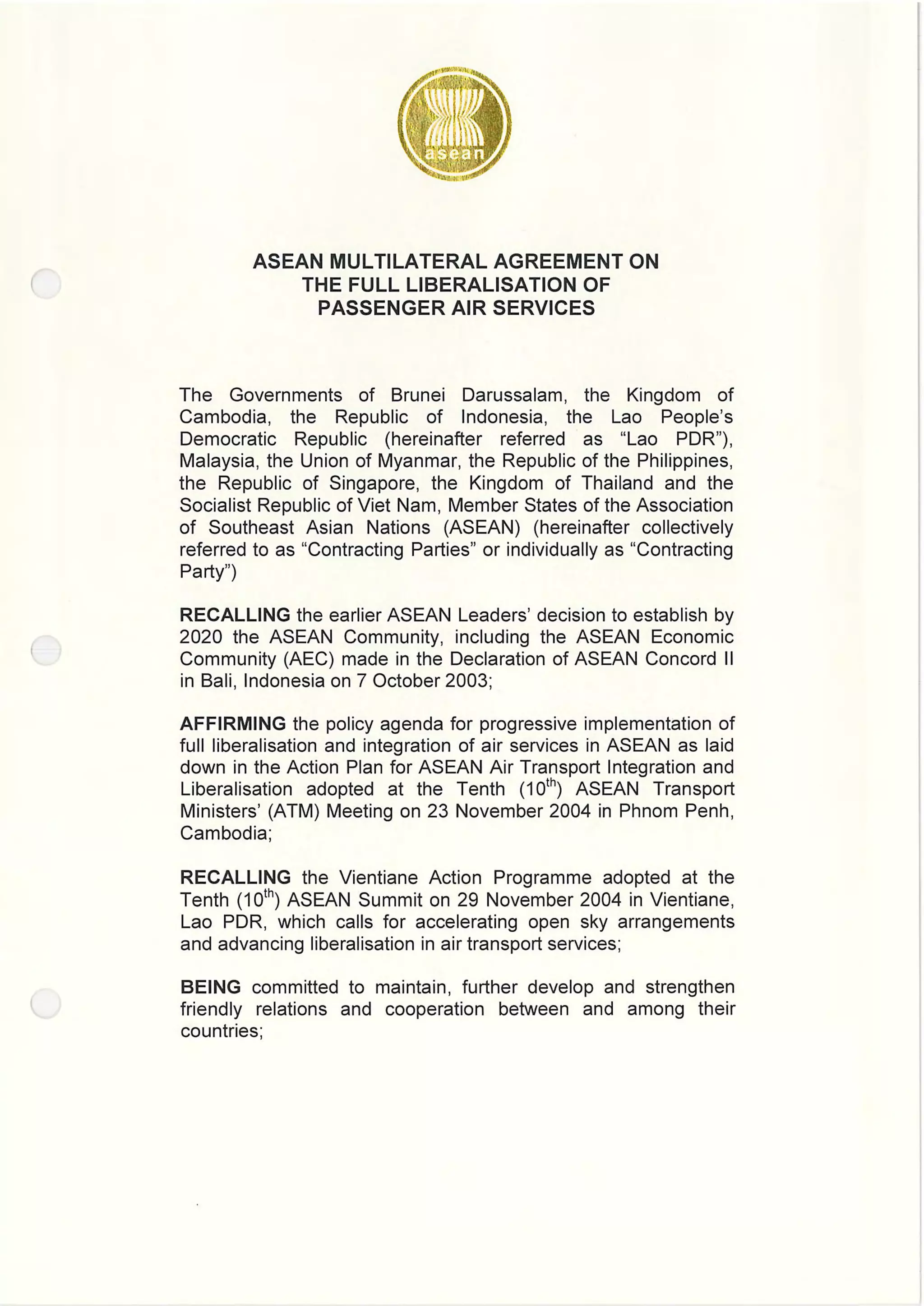 Asean multilateral agreement on air services | PDF