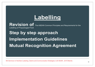 ASEAN Nutrition & Labeling Claims_2015 | PPT