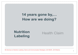 ASEAN Nutrition & Labeling Claims_2015 | PPT