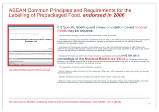 ASEAN Nutrition & Labeling Claims_2015 | PPT