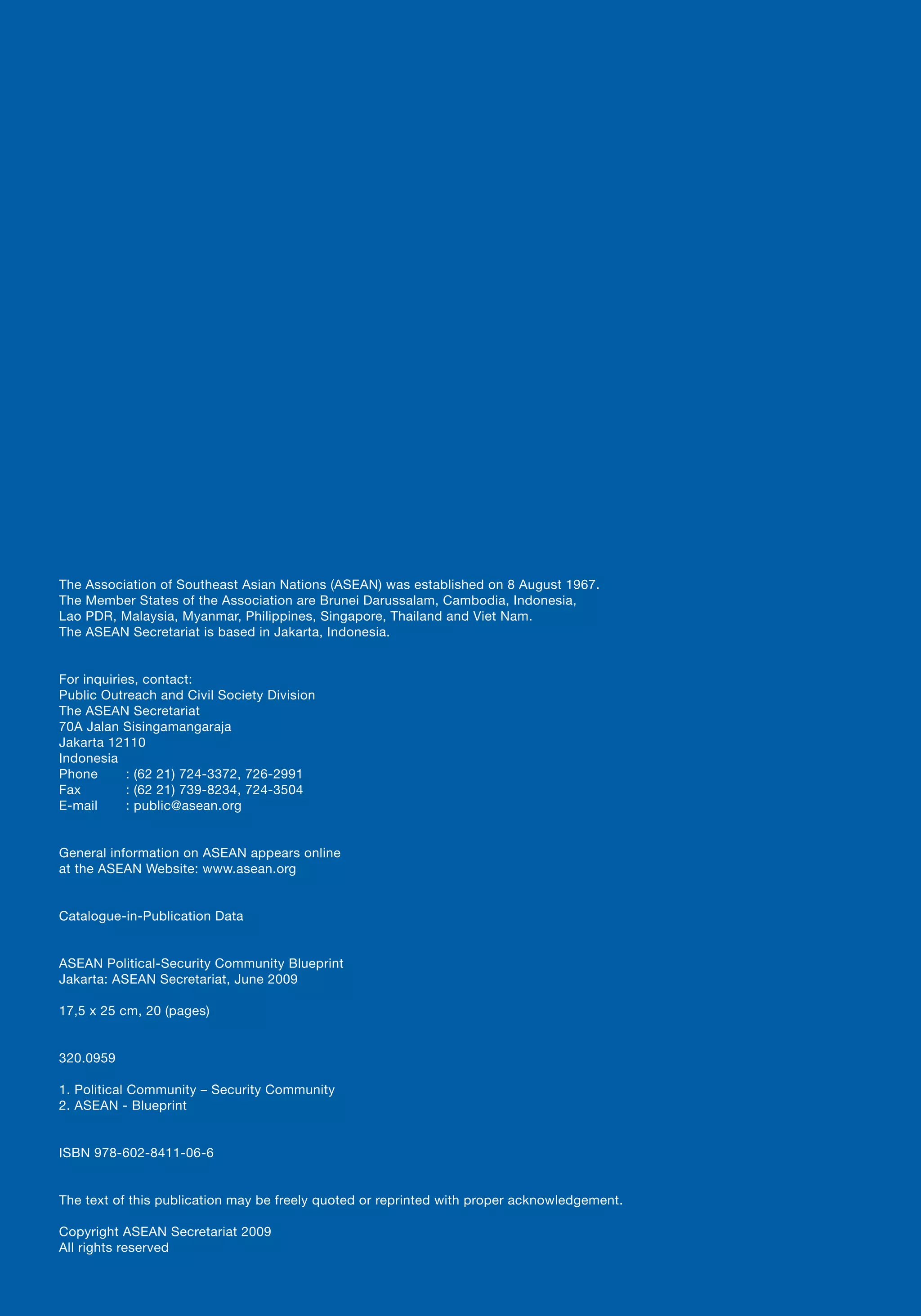 Asean political security community blueprint | PDF