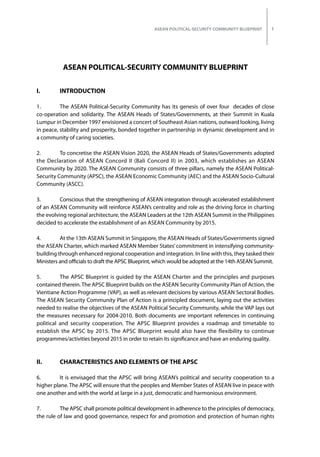 Asean political security community blueprint | PDF