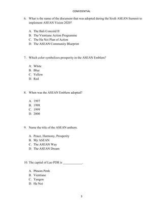 Asean quiz question preliminary 2014 | PDF