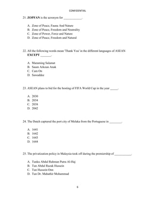 Asean quiz question preliminary 2014 | PDF