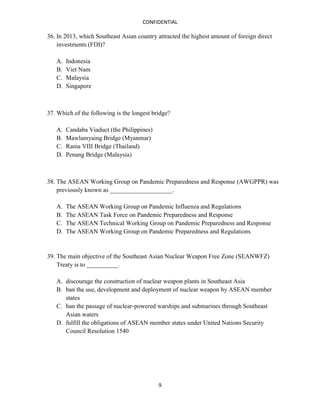 Asean quiz question preliminary 2014 | PDF