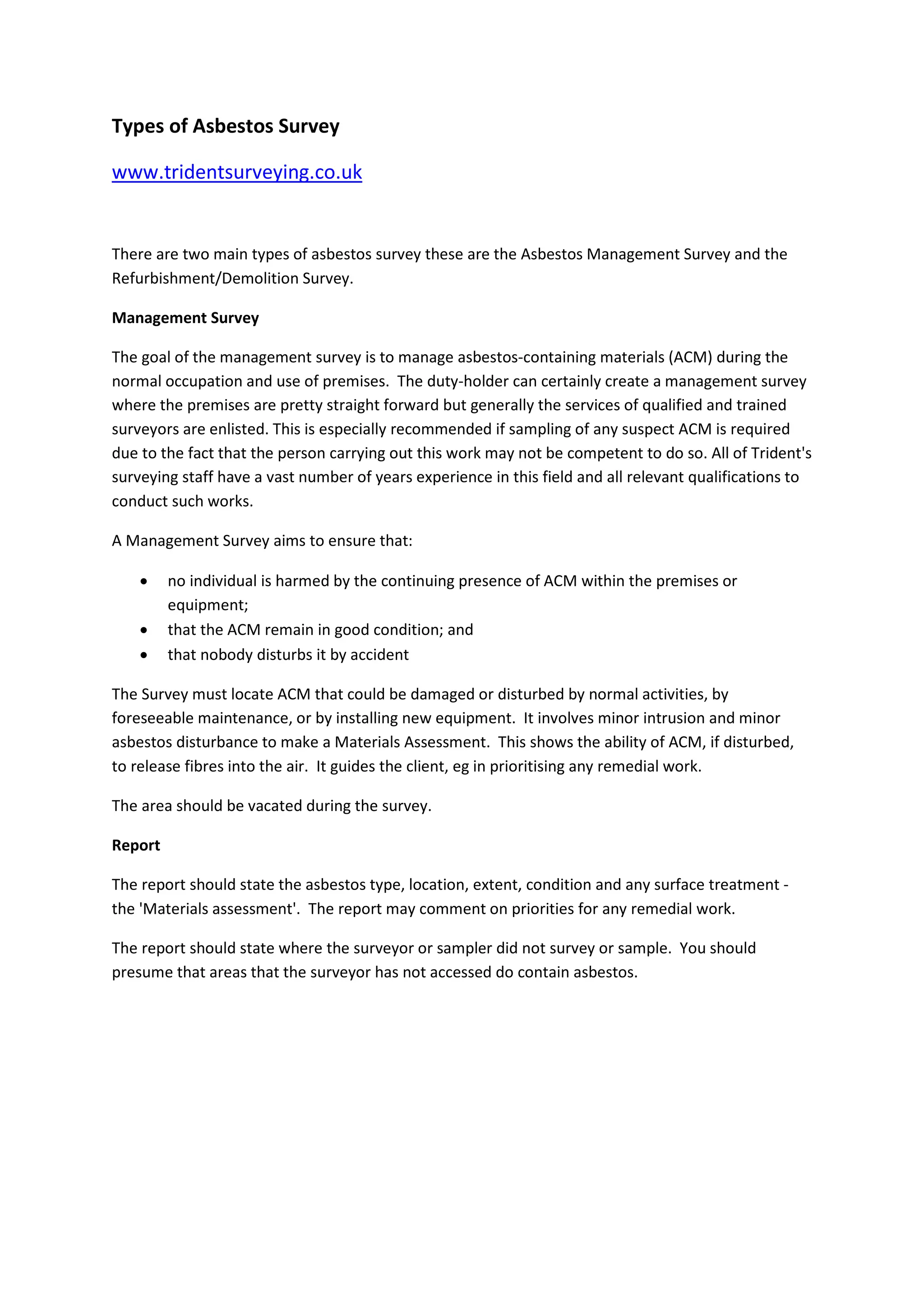 Types of Asbestos Survey | PDF