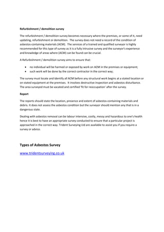 Types of Asbestos Survey | PDF