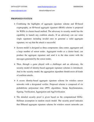 A secure and efficient id based aggregate signature scheme for wireless sensor networks | PDF
