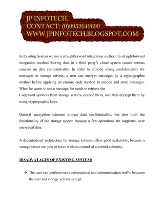 A secure erasure code based cloud storage system with secure data ...