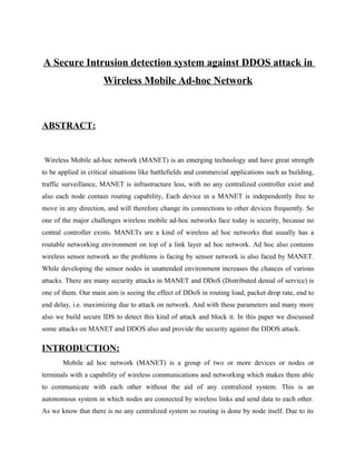 A secure intrusion detection system against ddos attack in wireless ...