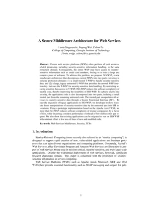 A secure middleware architecture for web services | PDF