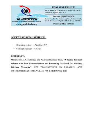 A secure payment scheme with low communication and processing overhead for multihop wireless ...