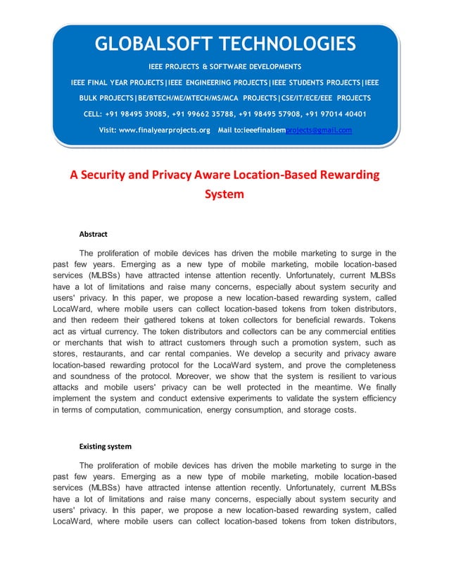 IEEE 2014 JAVA PARALLEL DISTRIBUTED PROJECTS A security and privacy aware location based ...