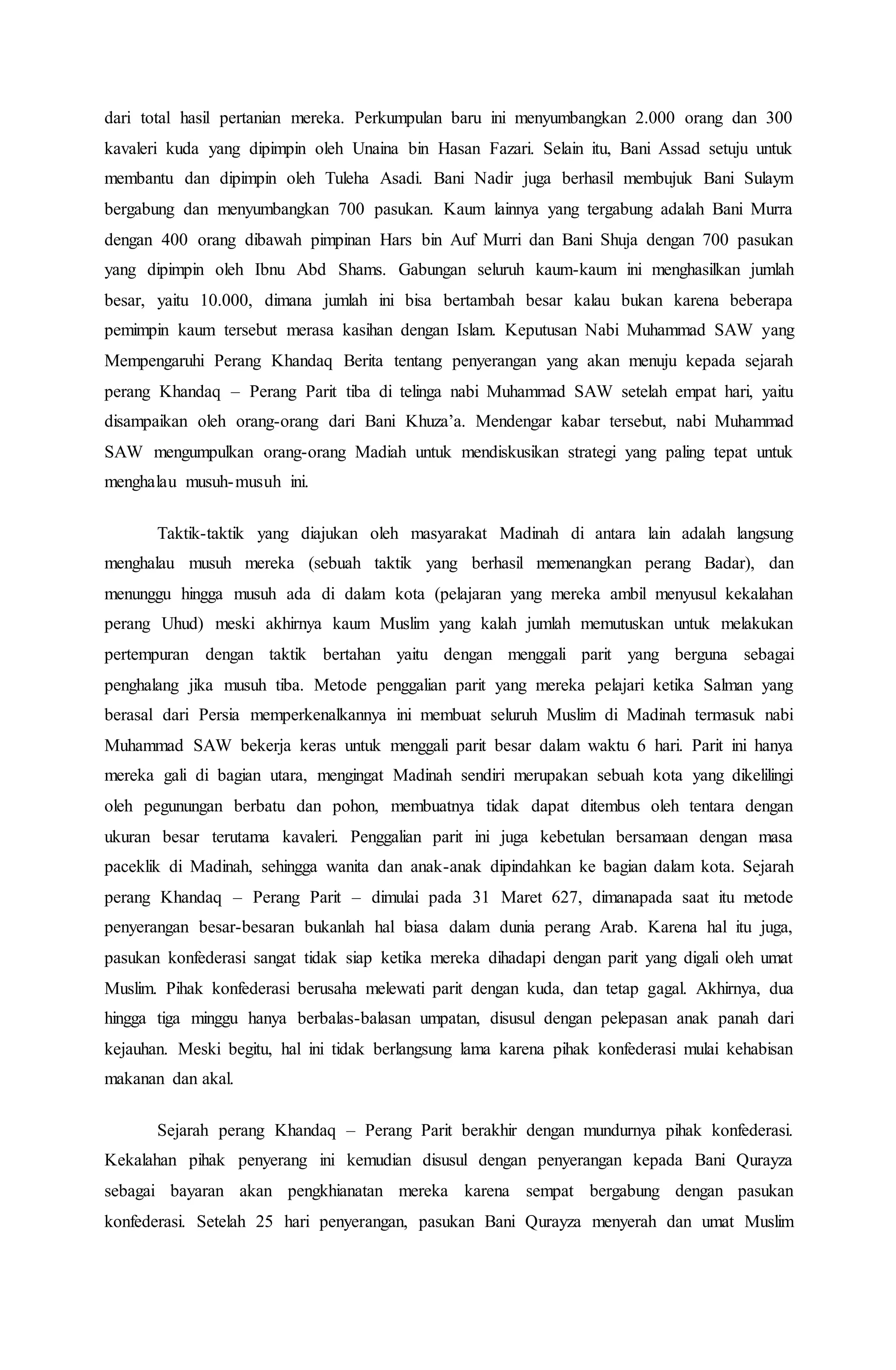 SEJARAH PERANG KHANDAQ | DOCX