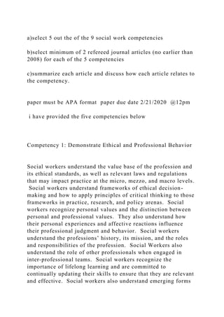 a)select 5 out the of the 9 social work competenciesb)select min.docx