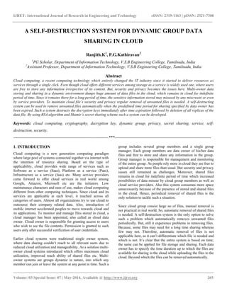 A self destruction system for dynamic group data sharing in cloud | PDF