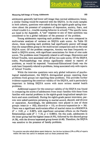 A Self-Image Questionnaire For Young Adolescents (SIQYA) Reliability ...