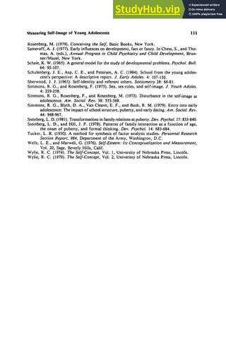 A Self-Image Questionnaire For Young Adolescents (SIQYA) Reliability ...