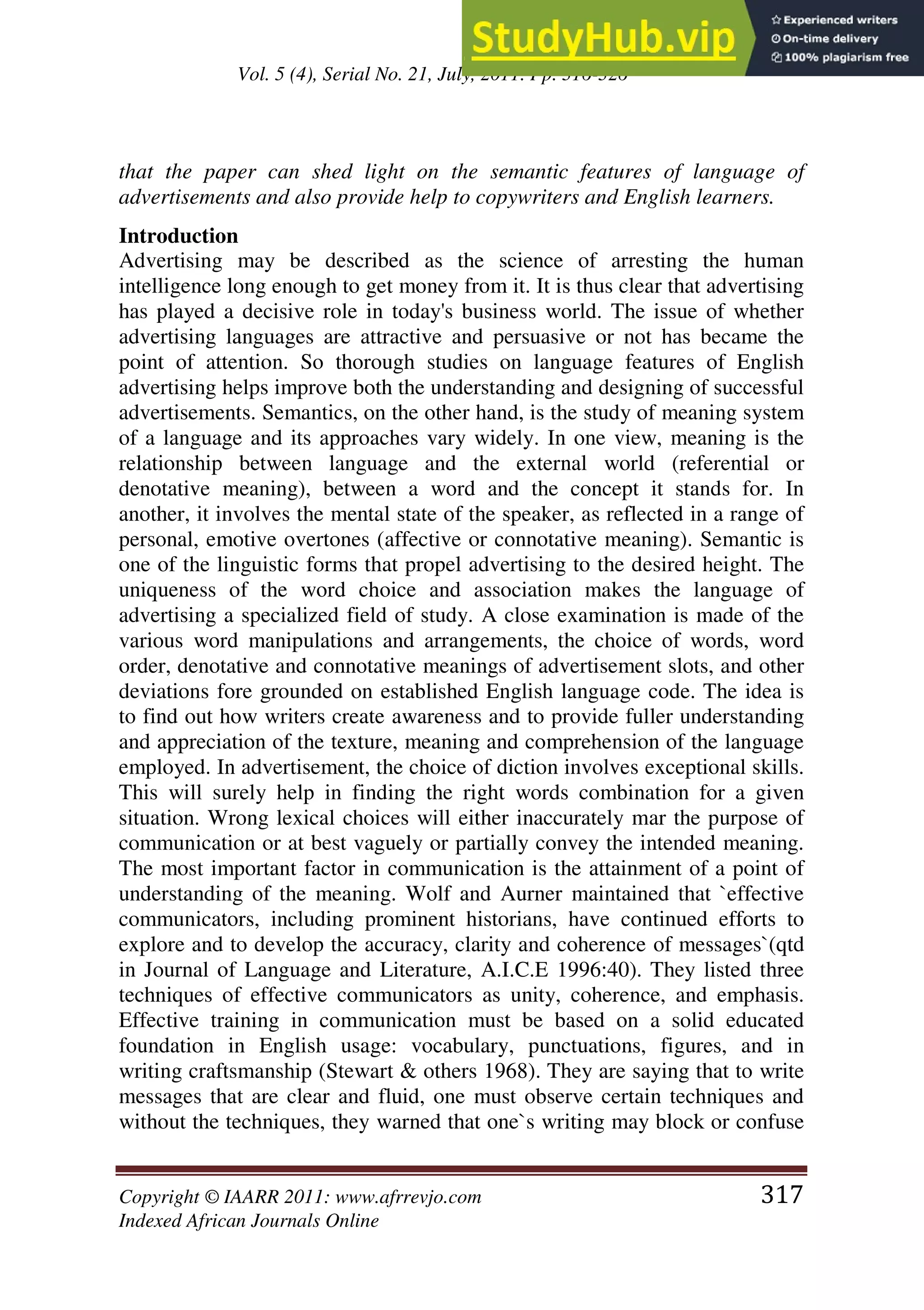 A Semantic Analysis Of The Language Of Advertising | PDF