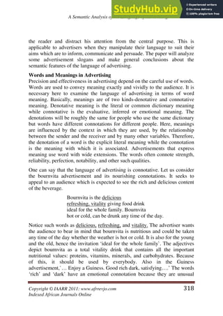 A Semantic Analysis Of The Language Of Advertising | PDF | Advertising Industry | Industries