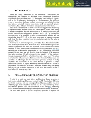 A Semantic Wiki To Support Knowledge Sharing In Innovation Activities | PDF