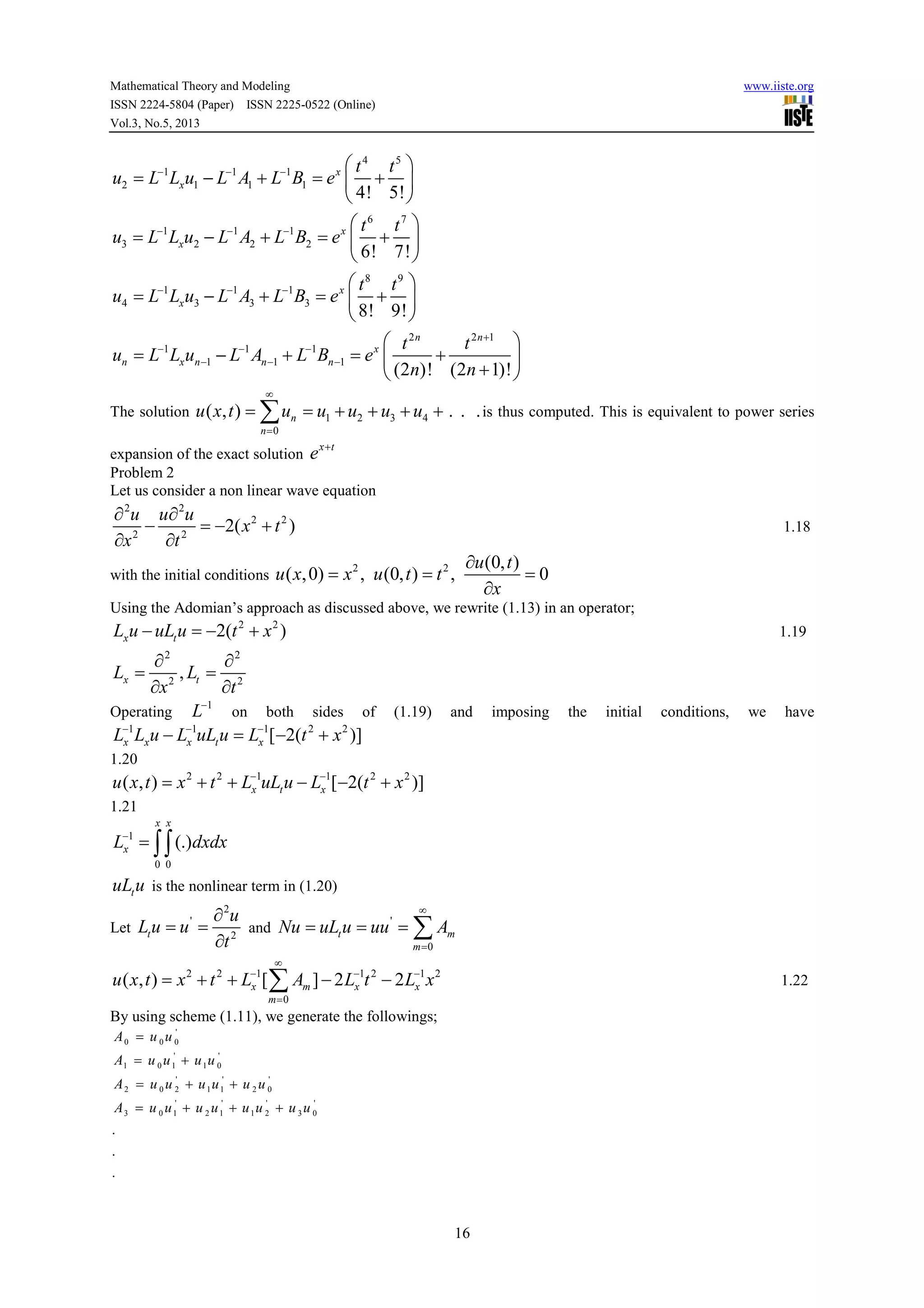 A Semi Analytic Method For Solving Nonlinear Partial Differential