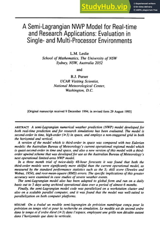 A Semi-Lagrangian NWP Model For Real-Time And Research Applications Evaluation In Single- And ...