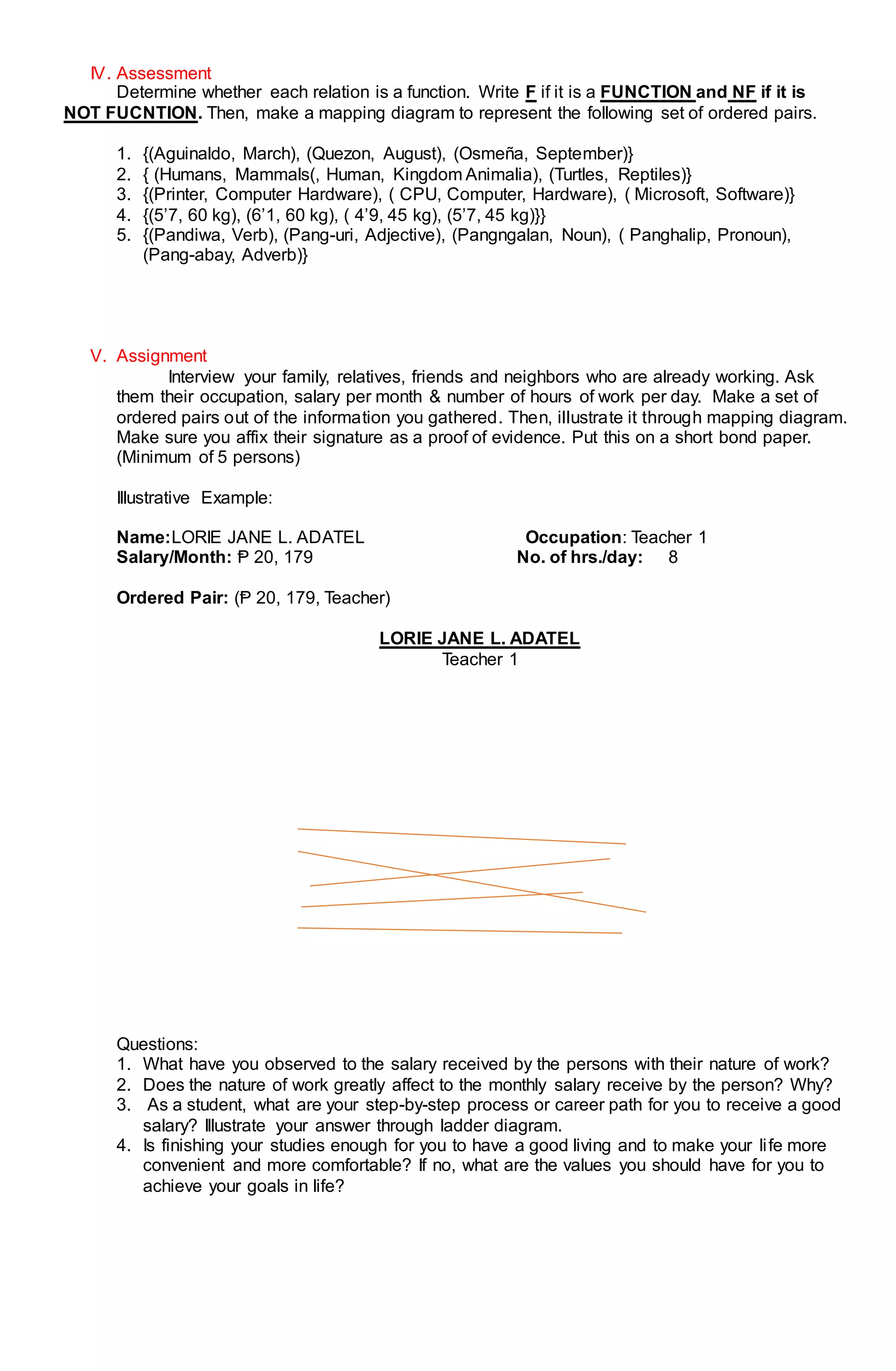 A Semi-detailed Lesson Plan in Domain and Range with Annotation | DOCX