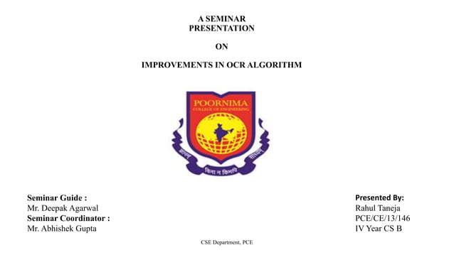 OCR Algorithm Accuracy Enhancement | PPT
