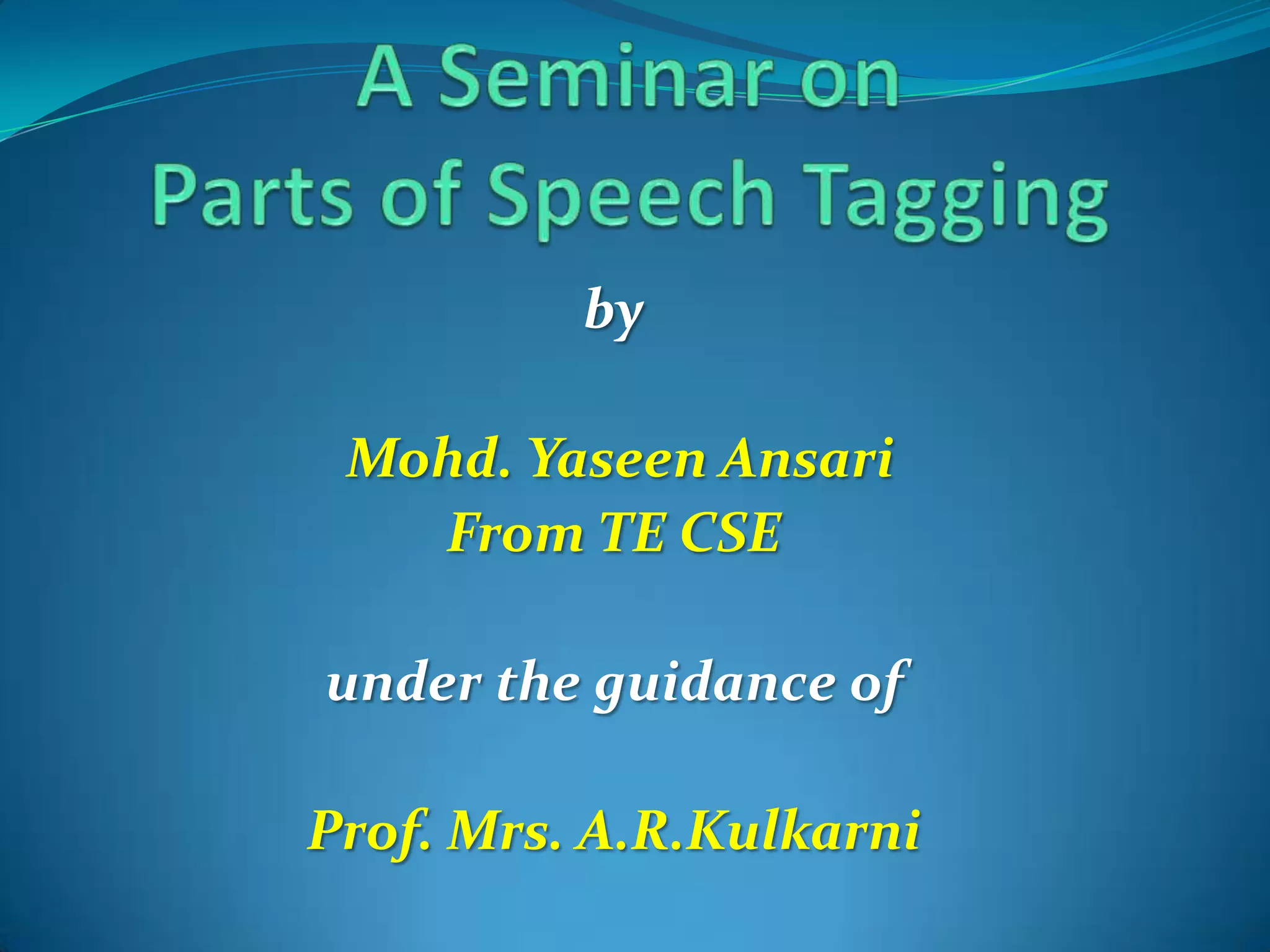 Parts of Speect Tagging | PPTX