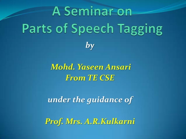 Parts of Speect Tagging | PPTX