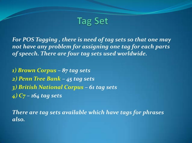 Parts of Speect Tagging | PPTX