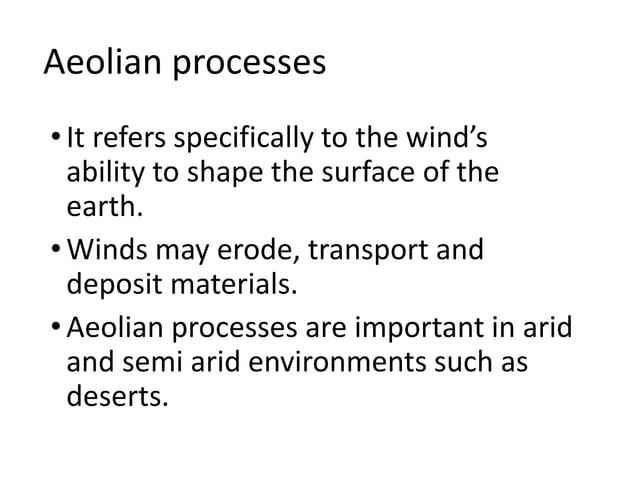 aeolian landforms | PPTX | Geology | Science