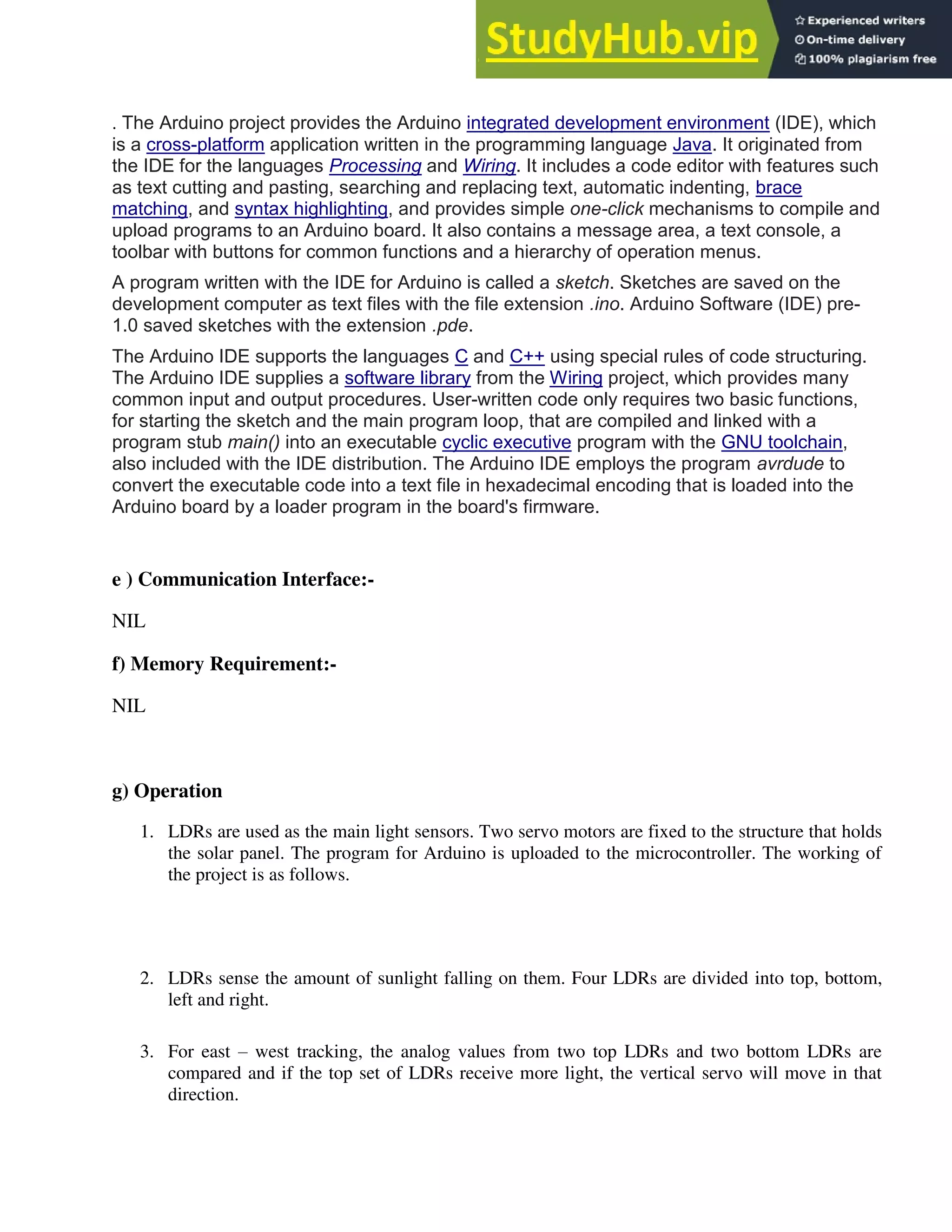 A Seminar Project Report ARDUINO BASED SOLAR TRACKING SYSTEM | PDF