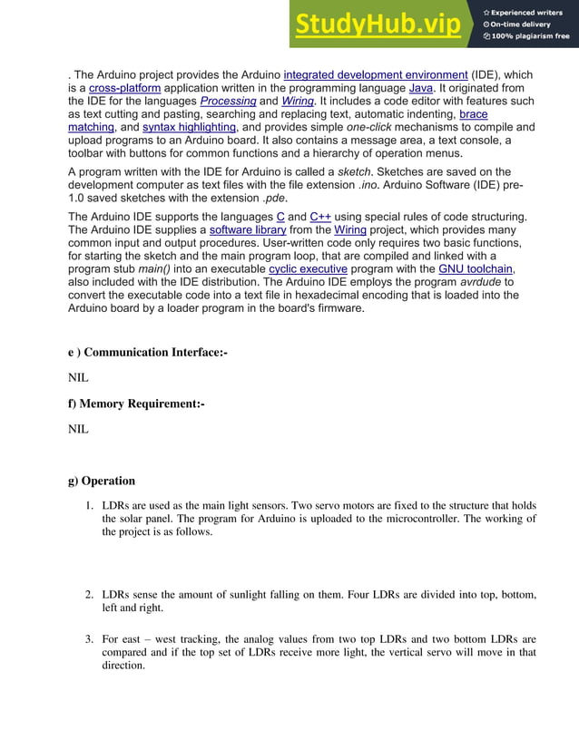 A Seminar Project Report ARDUINO BASED SOLAR TRACKING SYSTEM | PDF