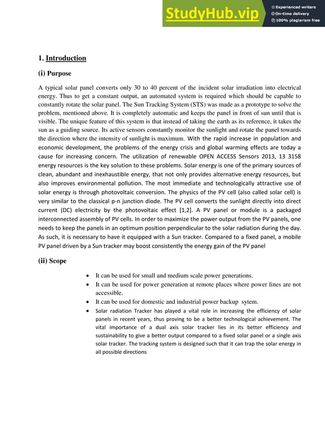 A Seminar Project Report ARDUINO BASED SOLAR TRACKING SYSTEM | PDF