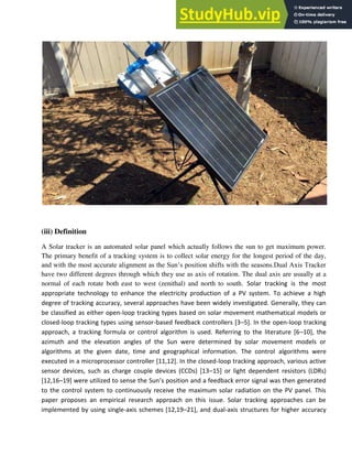 A Seminar Project Report ARDUINO BASED SOLAR TRACKING SYSTEM | PDF