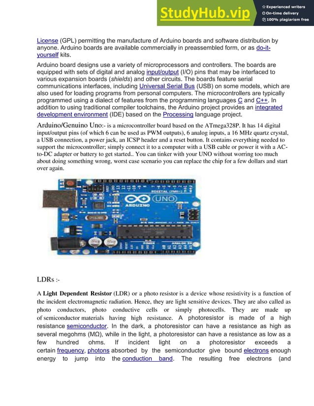 A Seminar Project Report ARDUINO BASED SOLAR TRACKING SYSTEM | PDF