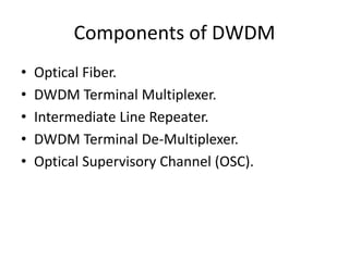 DWDM( DENSE WAVELENTH DIVISON MULTIPLEXING) | PPTX | Computer Networking | Computing