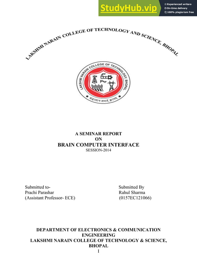 A SEMINAR REPORT ON BRAIN COMPUTER INTERFACE By Rahul Sharma | PDF | Brain and Nervous System ...