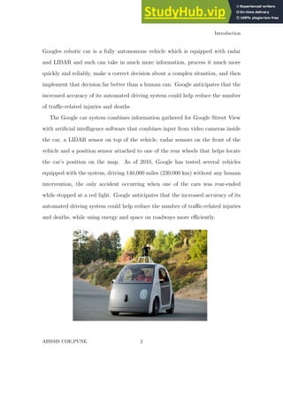 A SEMINAR REPORT ON GOOGLE DRIVERLESS CAR | PDF