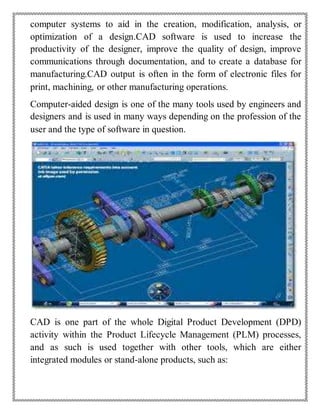 A seminar report on mechanical designing software/tools | DOCX
