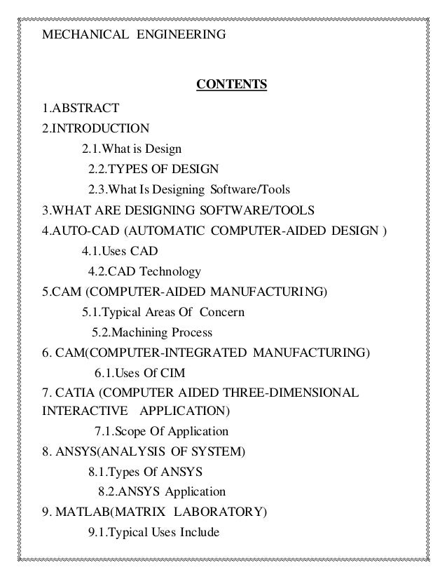 A seminar report on mechanical designing software/tools