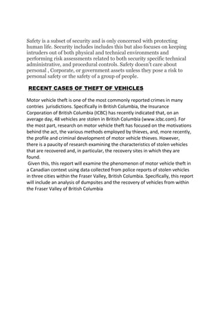 A seminar report on vehicle security | PDF