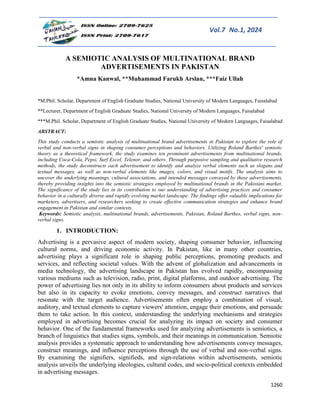 A SEMIOTIC ANALYSIS OF MULTINATIONAL BRAND ADVERTISEMENTS IN PAKISTAN | PDF