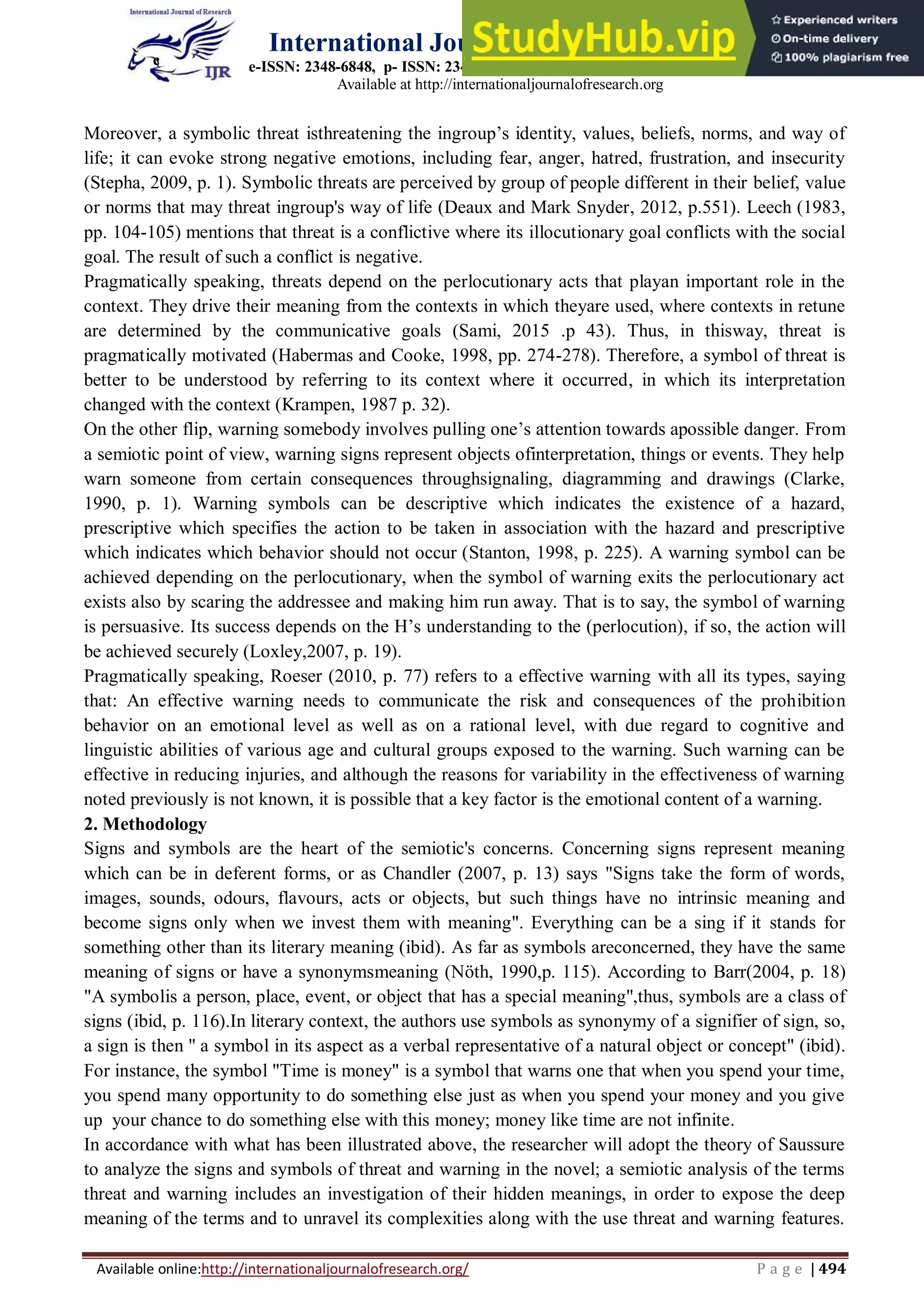 A Semiotic Analysis Of Threat And Warning Symbols In George Orwell S ...