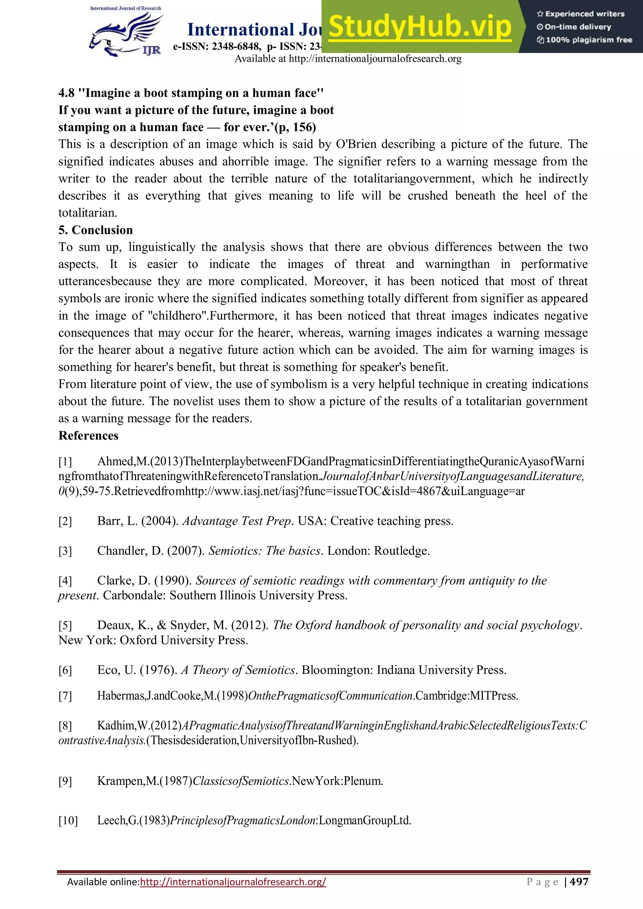 A Semiotic Analysis Of Threat And Warning Symbols In George Orwell S ...