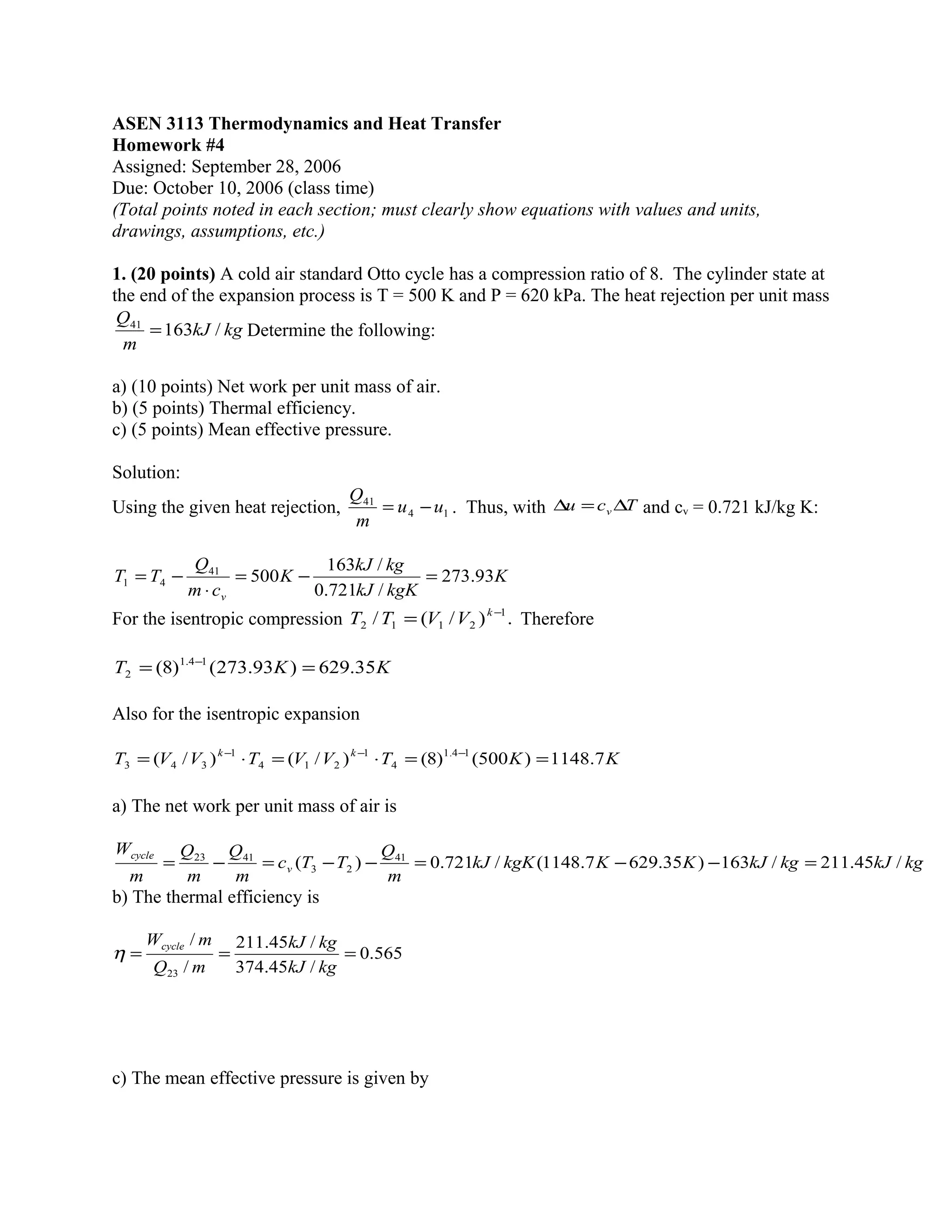 thermodynamic and heat transfer examples | DOC | Chemistry | Science