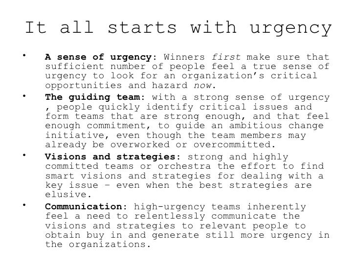 A Sense Of Urgency